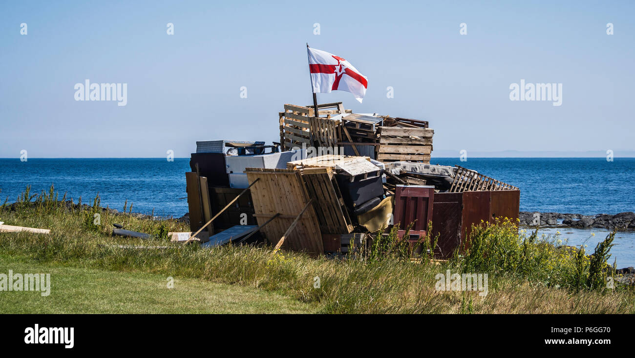 Bonfires under construction to celebrate 11th July in Northern Ireland ...