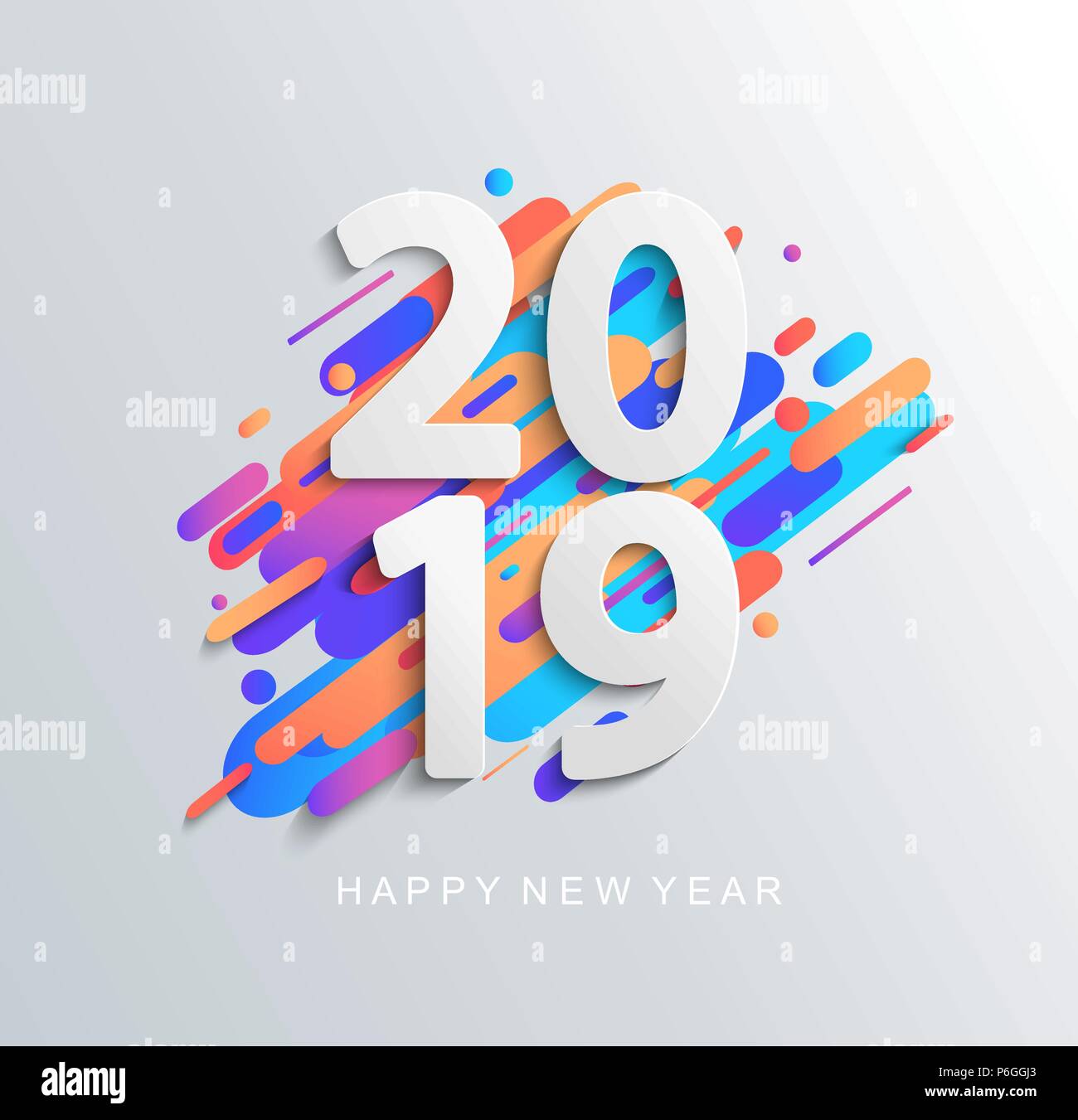 Creative new year 2019 design card on modern motion backgroun. Perfect ...