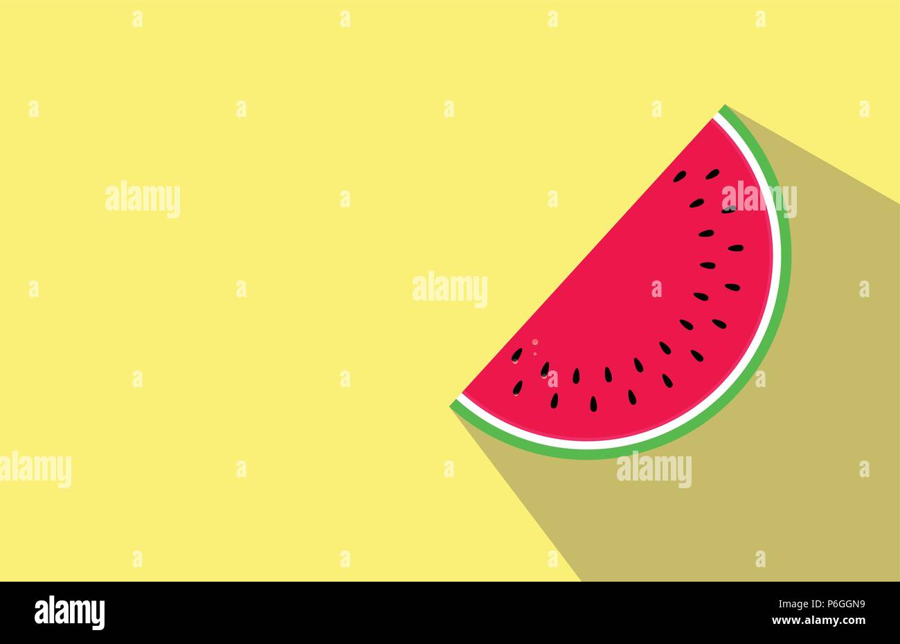 Watermelon slice with shadow on yellow background Stock Vector Image ...