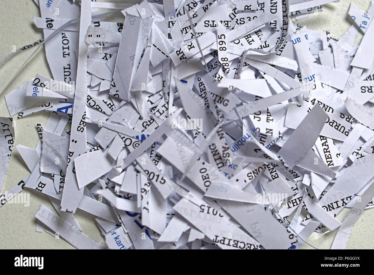 Shredding paper with confidential and senzitive private documents Stock ...