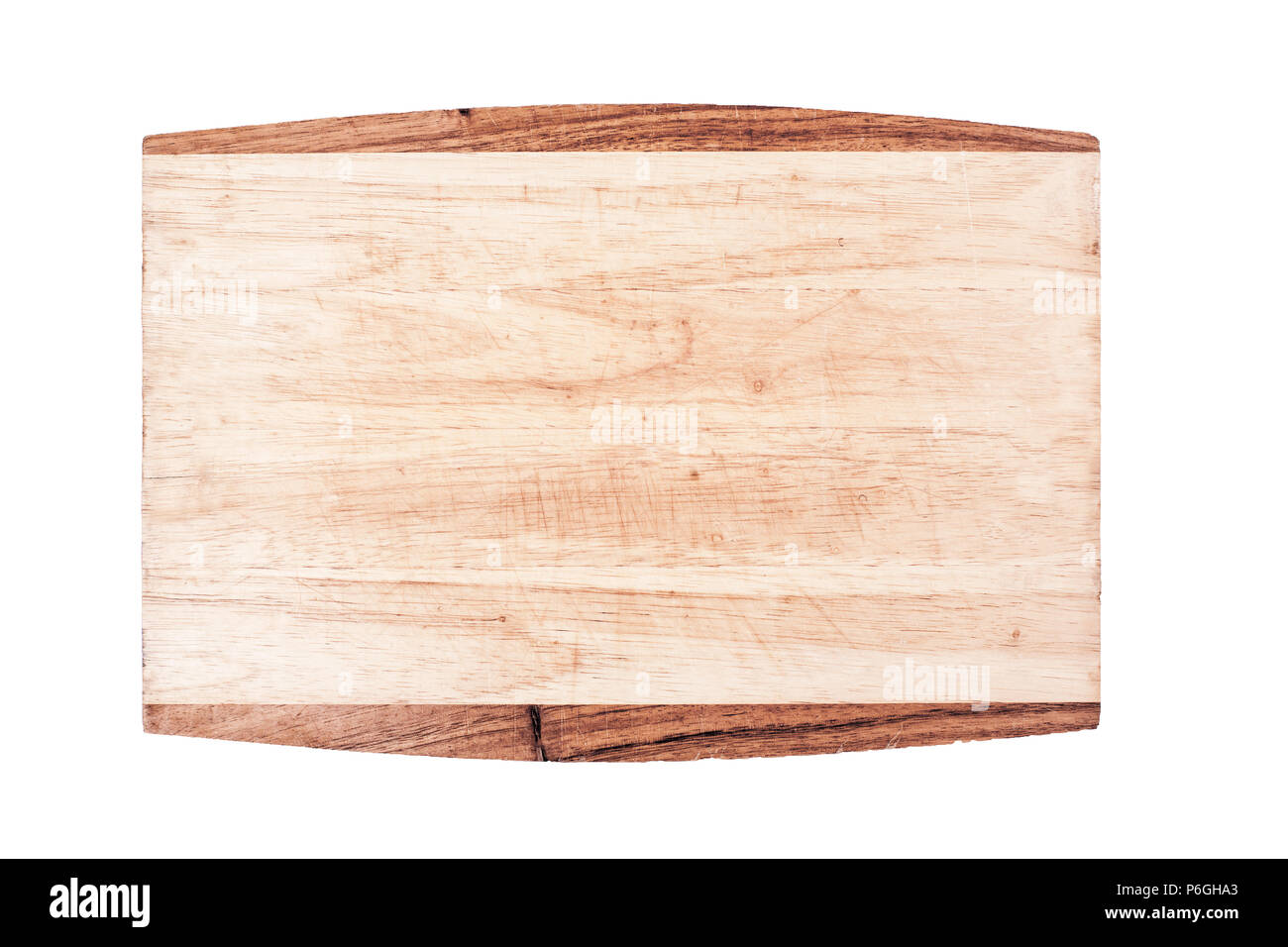 Used empty wooden kitchen Board for cutting isolated on white ...