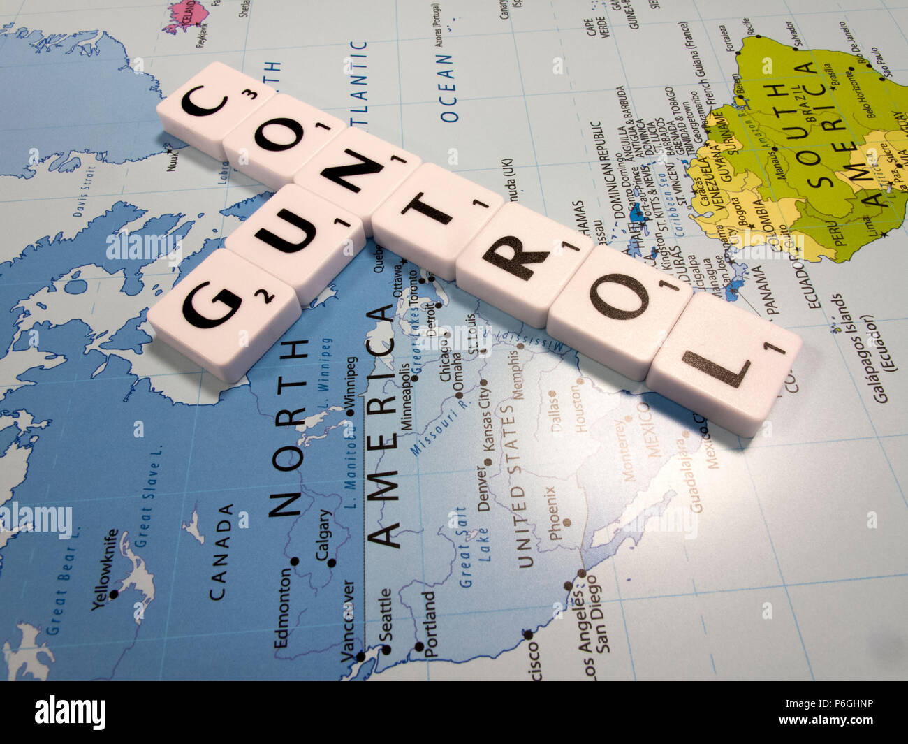 representation of gun control in the United States of America with USA ...