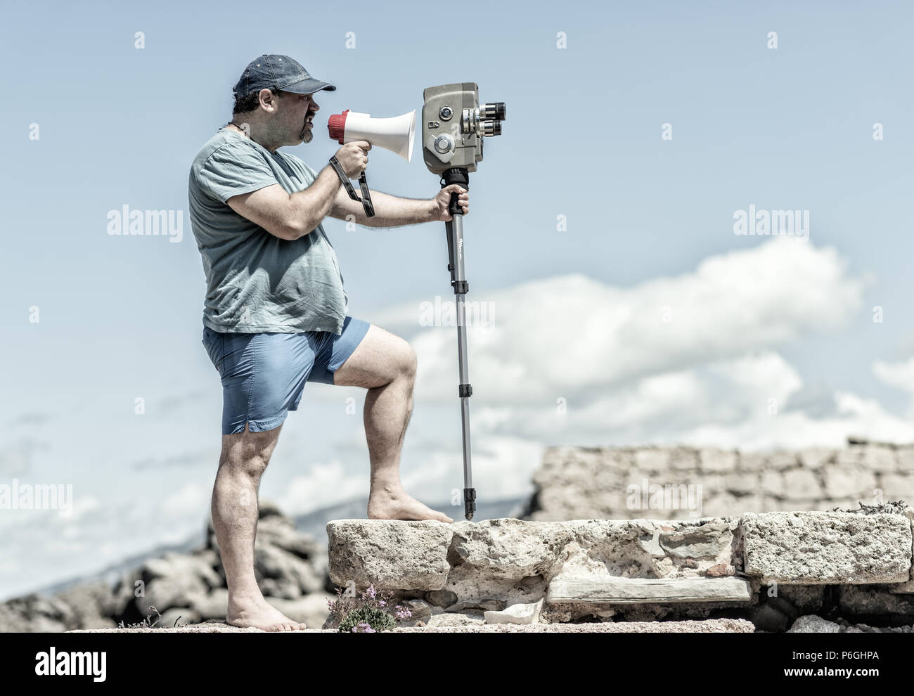Crazy movie director Stock Photo - Alamy