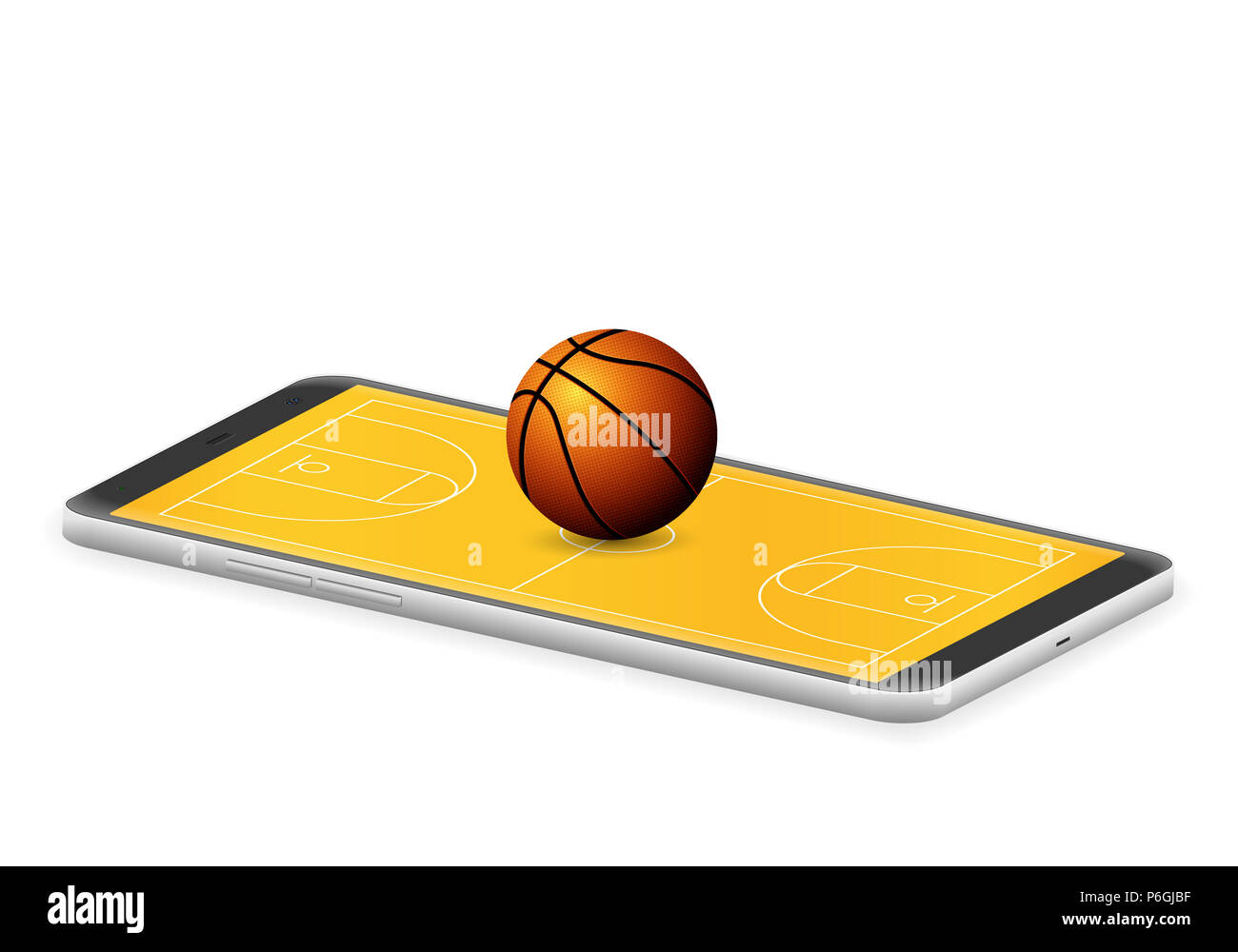 Smart phone basketball on a white background Stock Photo - Alamy