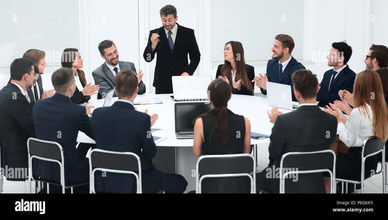 business negotiations at the round table Stock Photo - Alamy