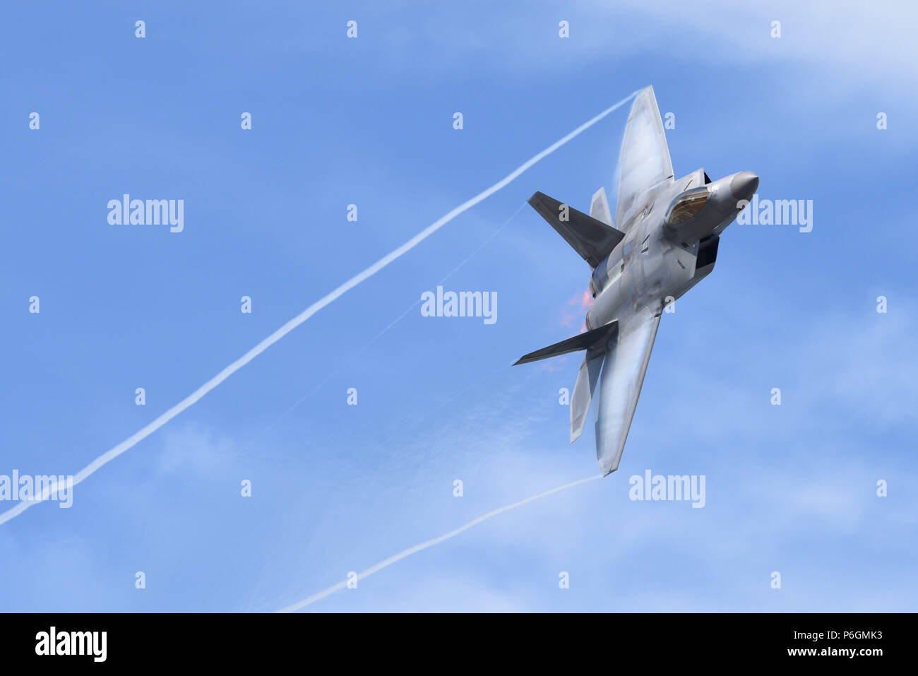 A U.S. Air F-22 Raptor flies at the Arctic Thunder Open House at Joint ...