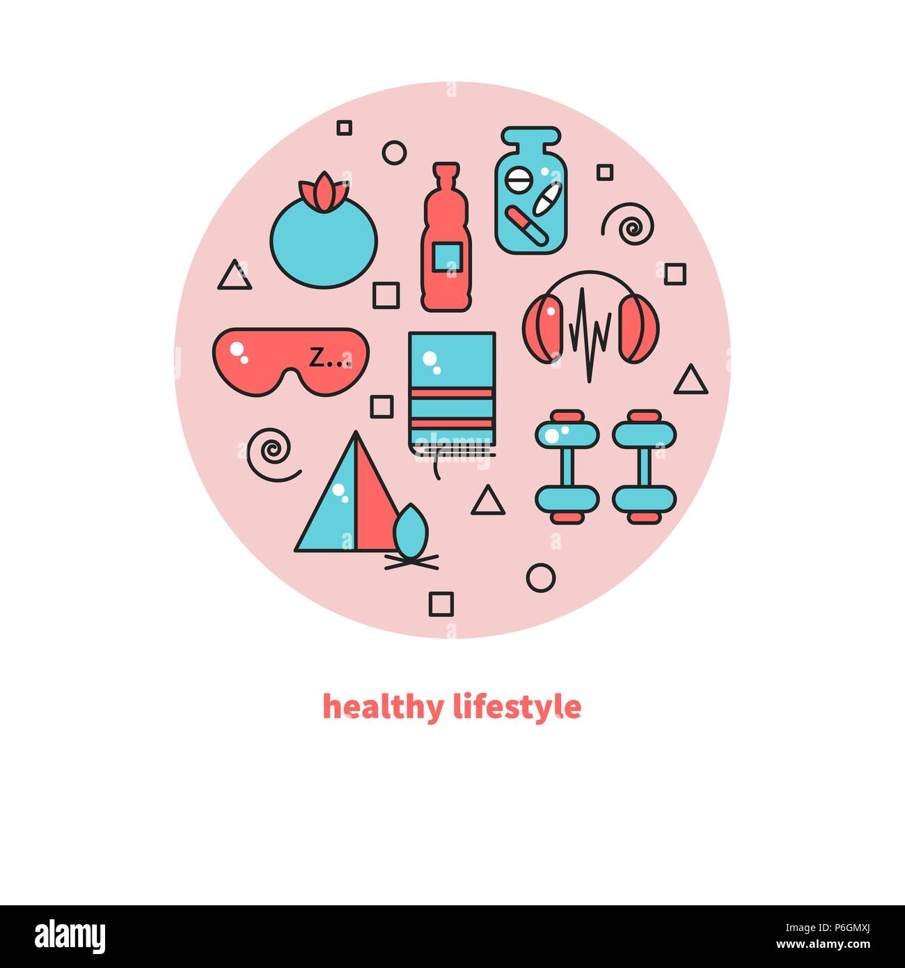 Healthy Lifestyle Sports Healthy Eating Sleep Set Health Icons