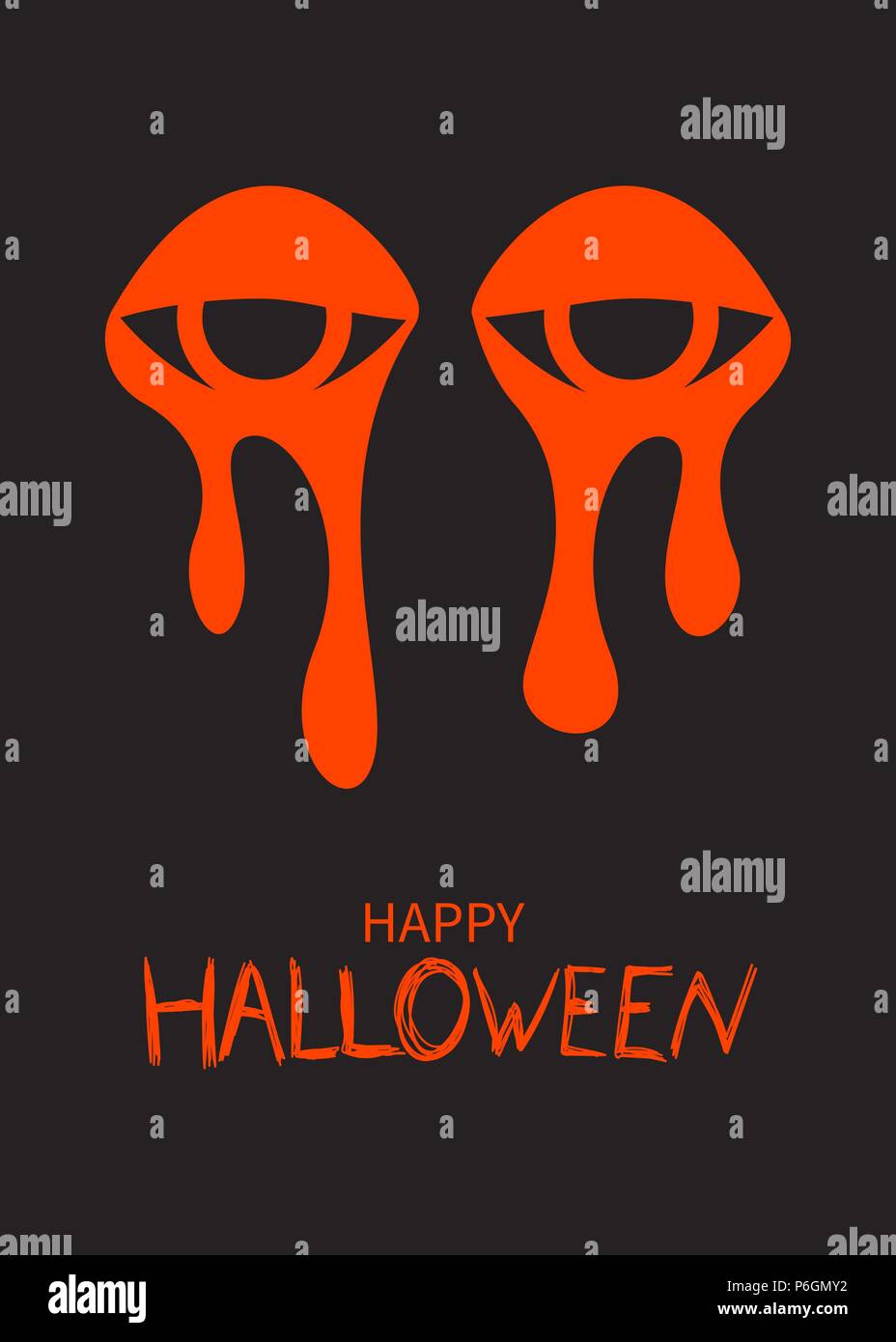 Blood tears, scary eyes, happy halloween card. Stock vector Stock ...