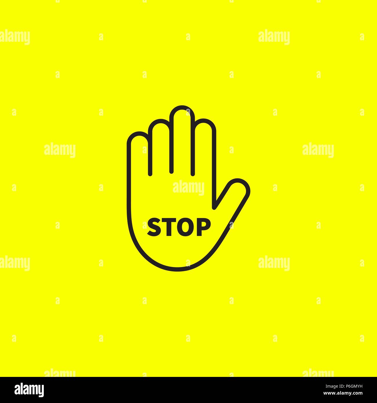 Sign stop, stop icon, open linear palm, line icon. Vector illustration ...