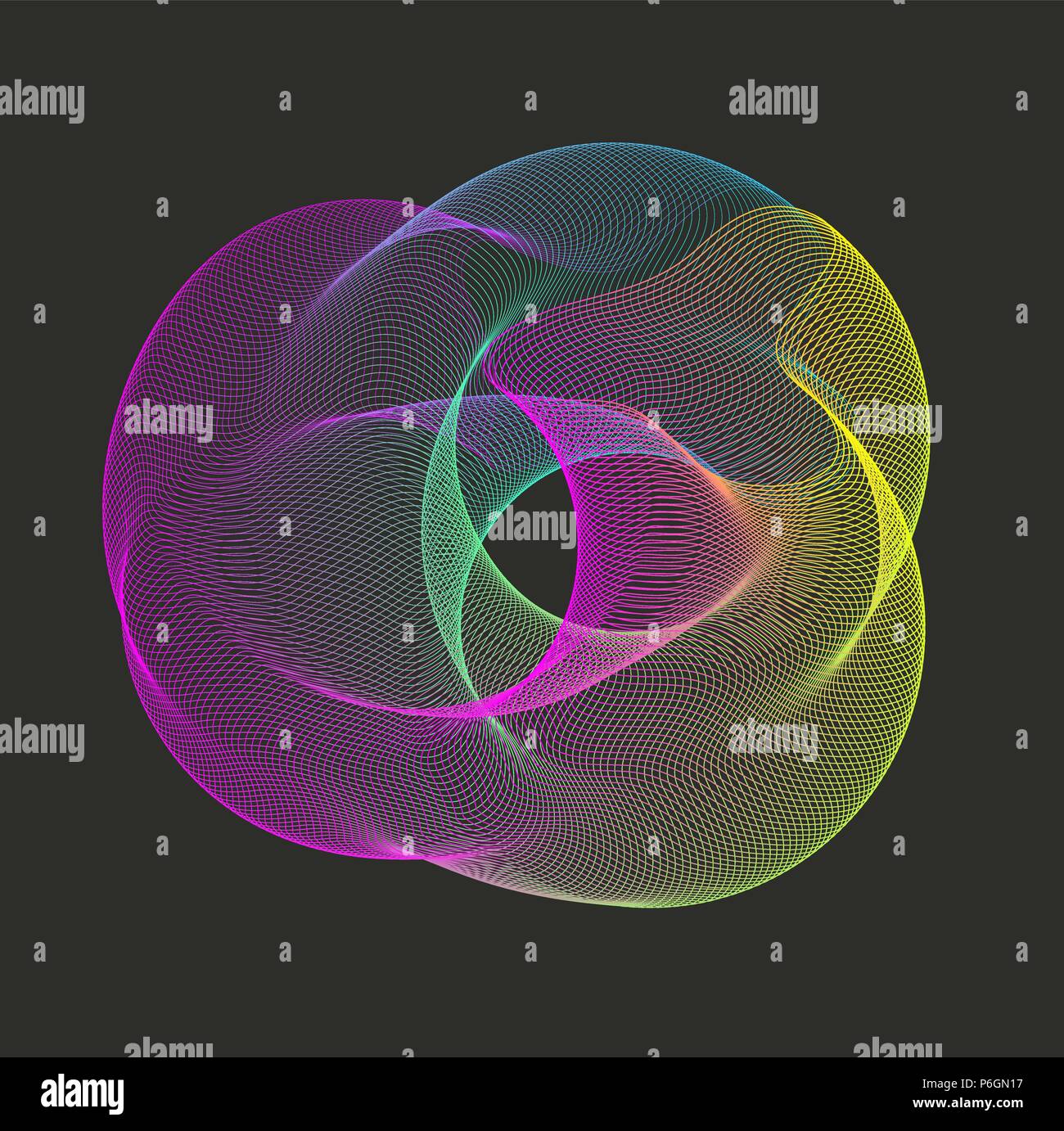 Geometric abstraction, abstract fluid on black background, line vortex ...