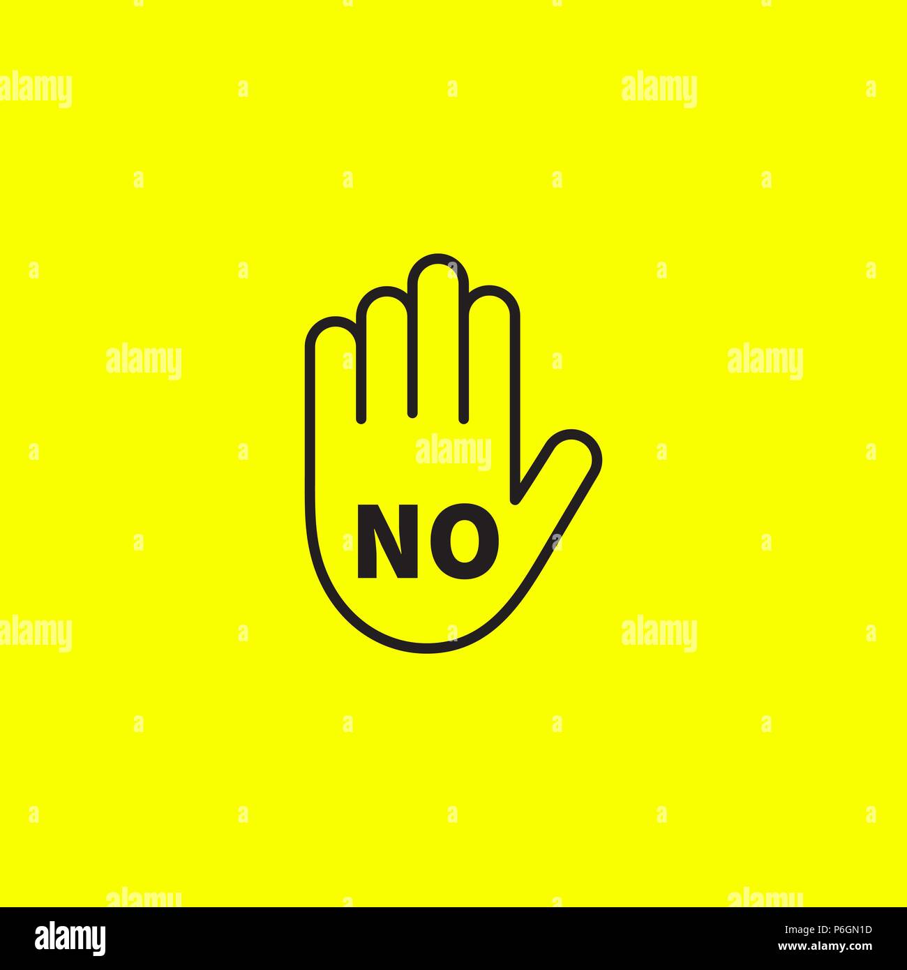 Sign no, no icon, open linear palm, line icon. Vector illustration ...