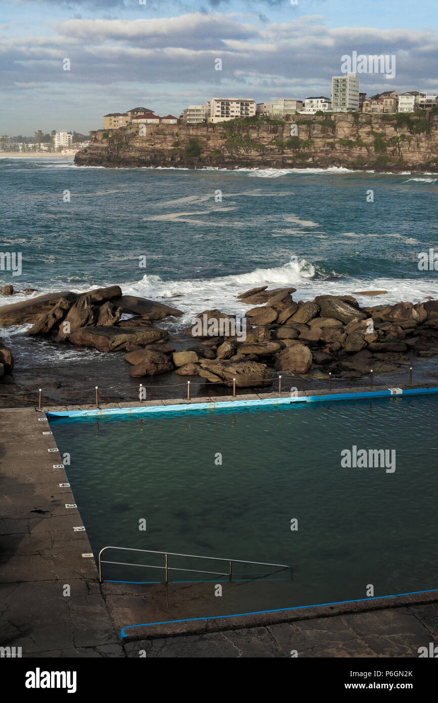 Public swimming pool on the point at Freshwater beach in Sydney ...