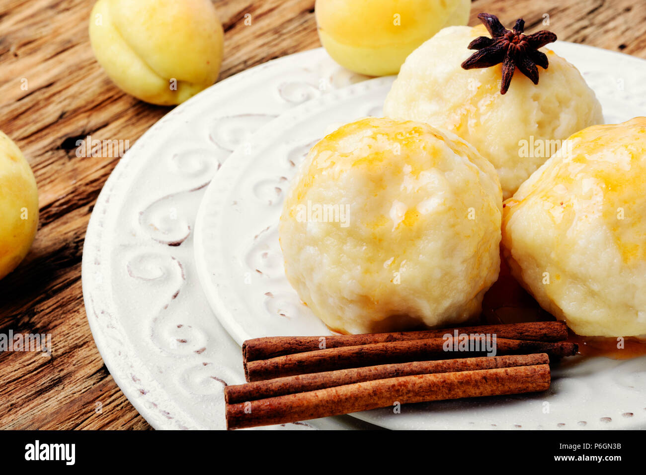 National dish of Czech and Slovak cuisine of dumplings with apricot ...