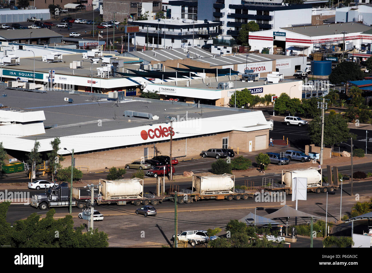 Road train truck driving through Mount Isa in Queensland, Australia ...