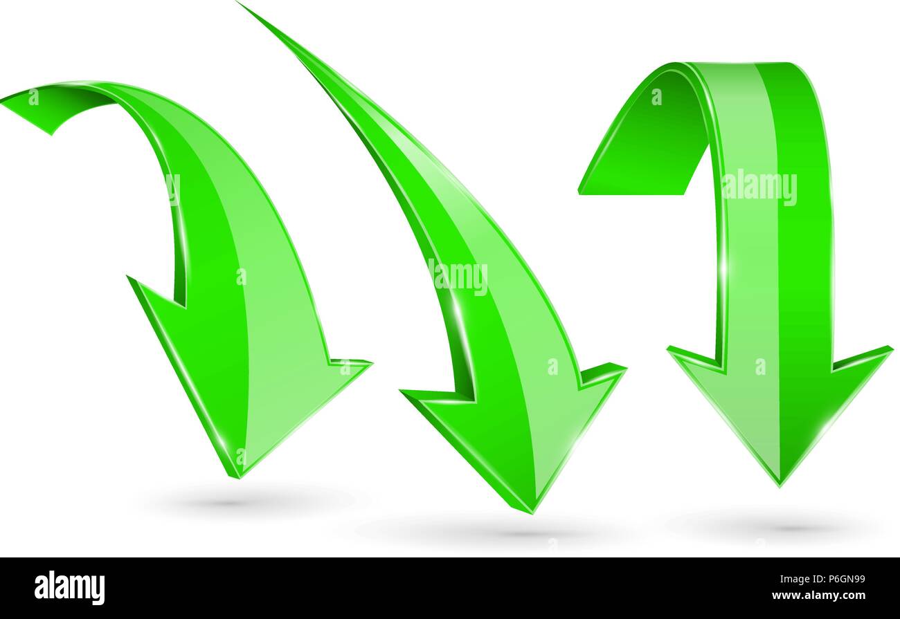 Green DOWN arrows. Set of 3d web shiny icons Stock Vector Image & Art ...
