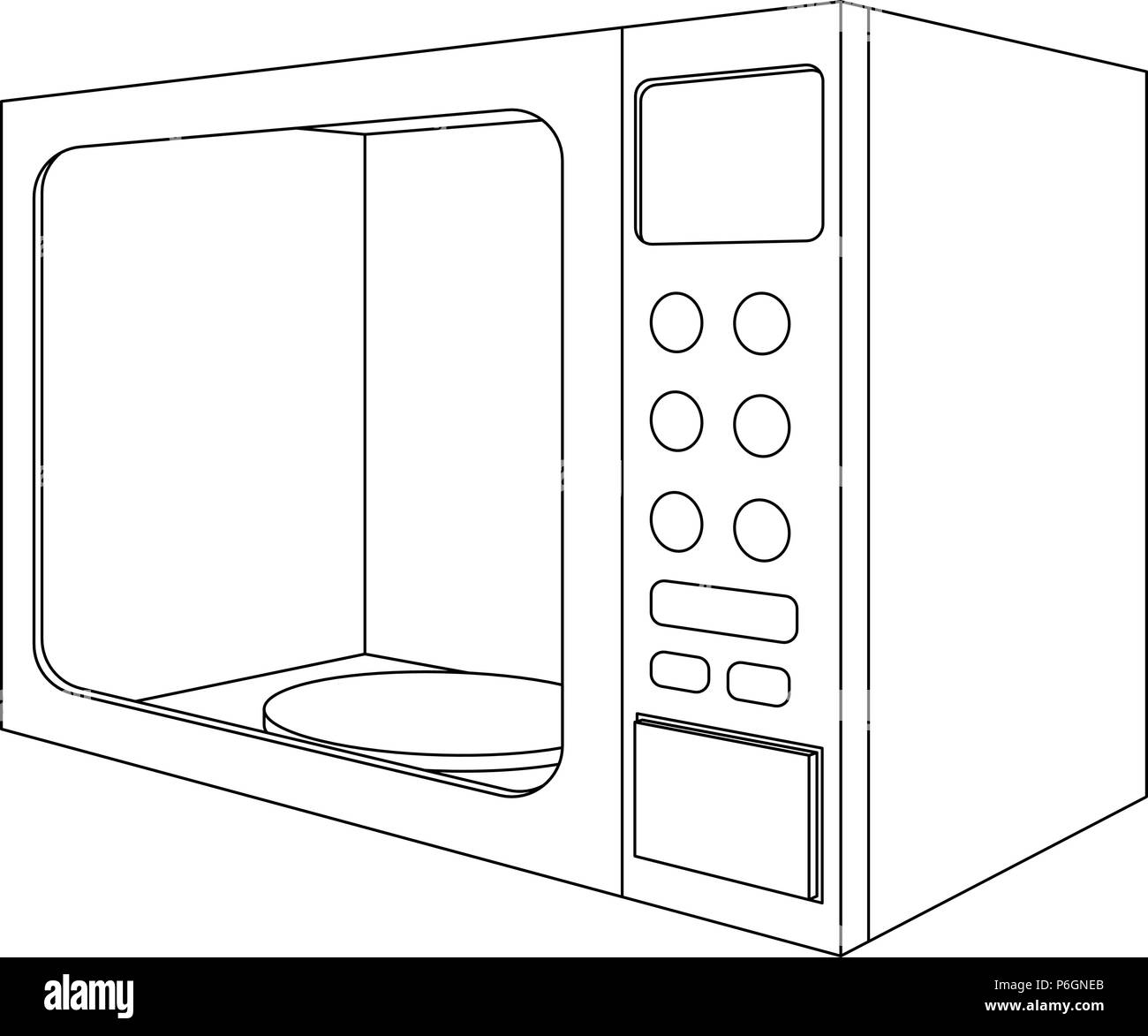 Microwave oven. Outline drawing Stock Vector Image & Art - Alamy