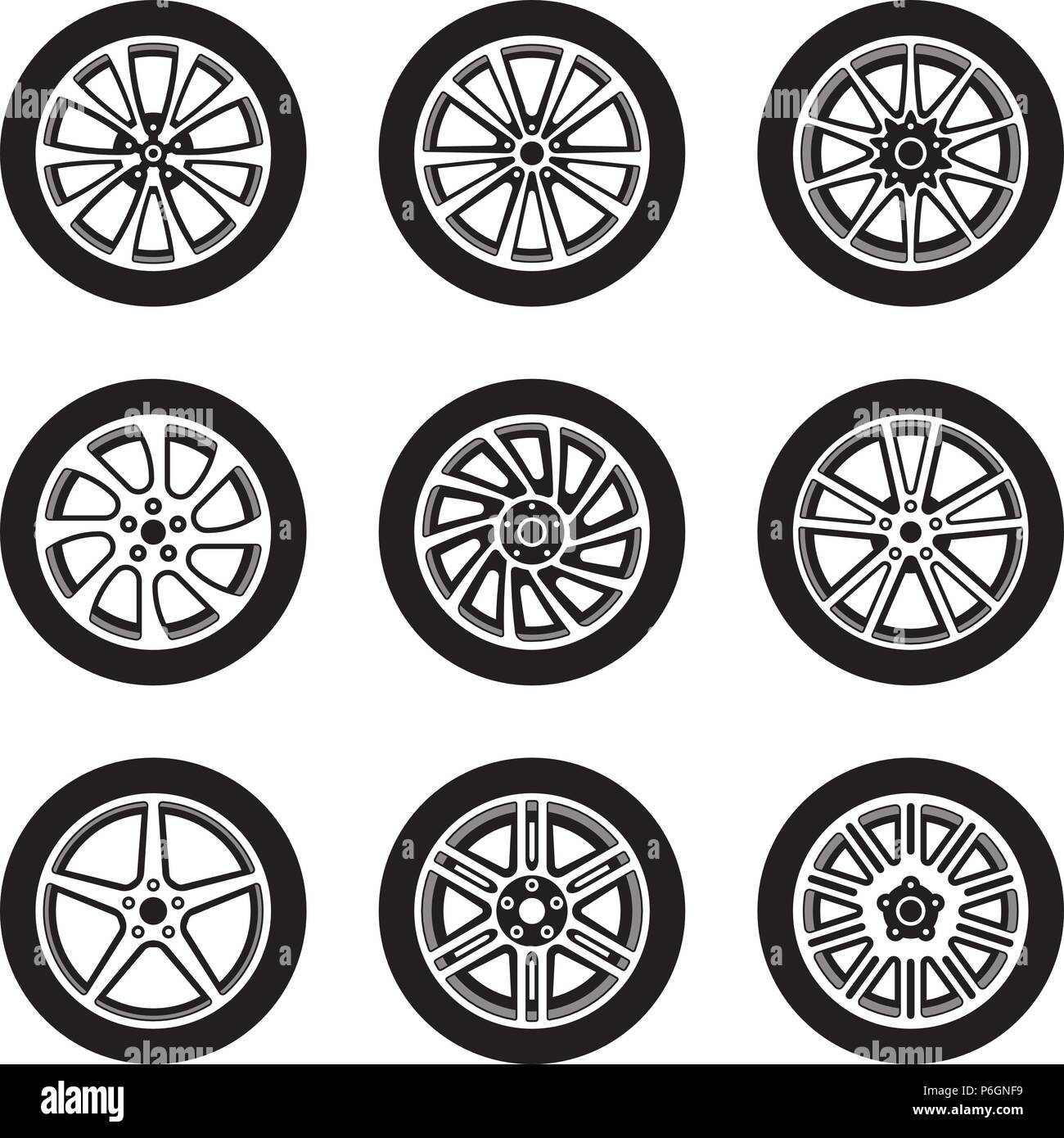 Car wheel. Tires and rims. Flat vector Stock Vector Image & Art - Alamy