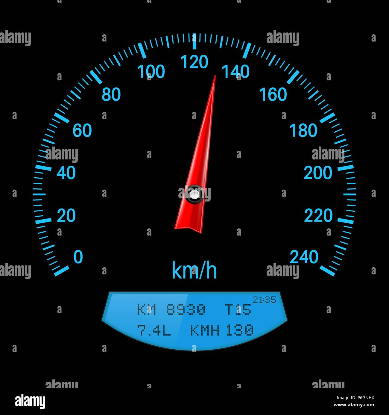 Black speedometer with blue scale Stock Vector Image & Art - Alamy