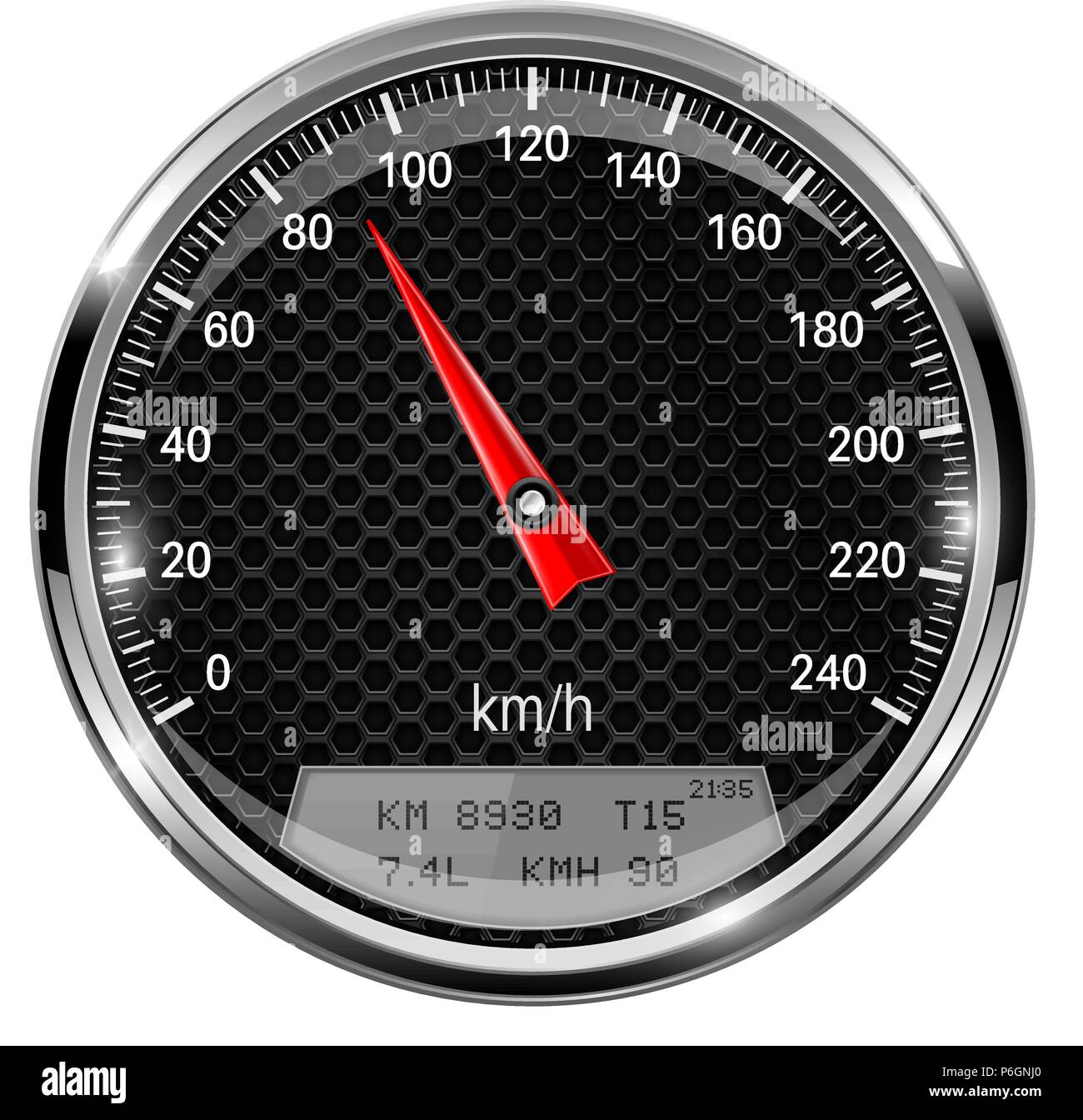 Speedometer. Round black gage with metal frame Stock Vector Image & Art ...