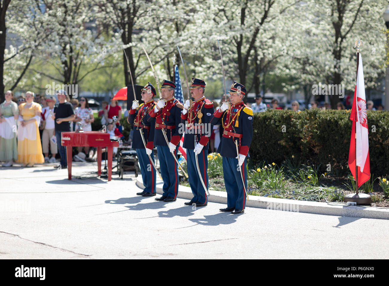 Chicago, Illinois, USA - May 05, 2018 Members of Polonia, polish folk ...