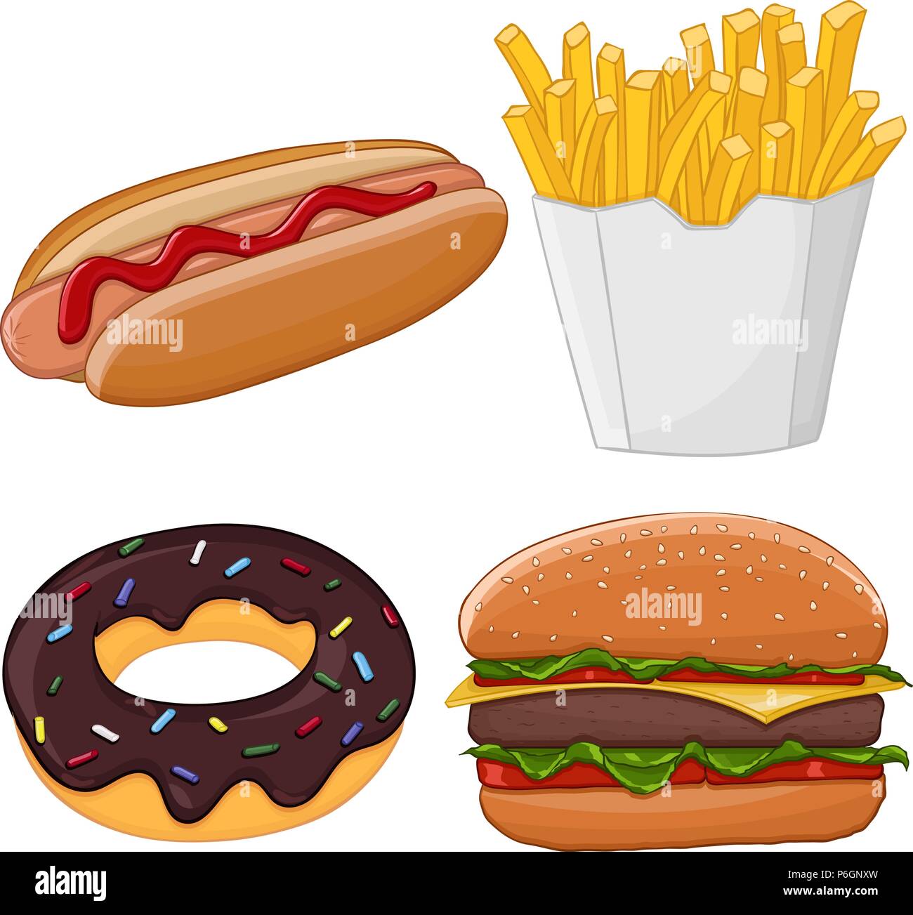Fast food. Vector illustration isolated on white background Stock ...