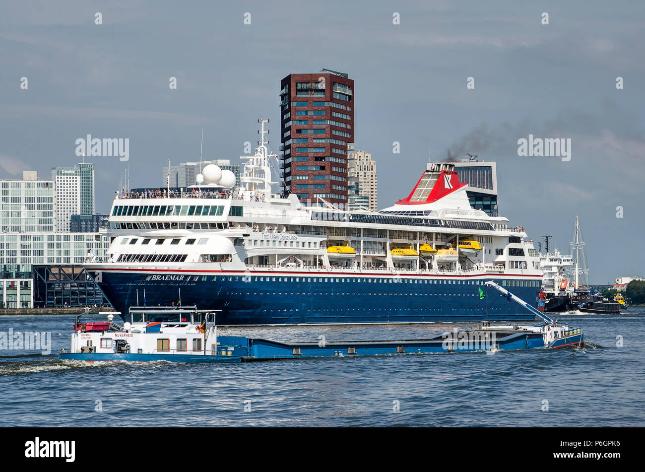 Rotterdam, The Netherlands, May 31, 2018: Cruiseship Braemar on its way ...