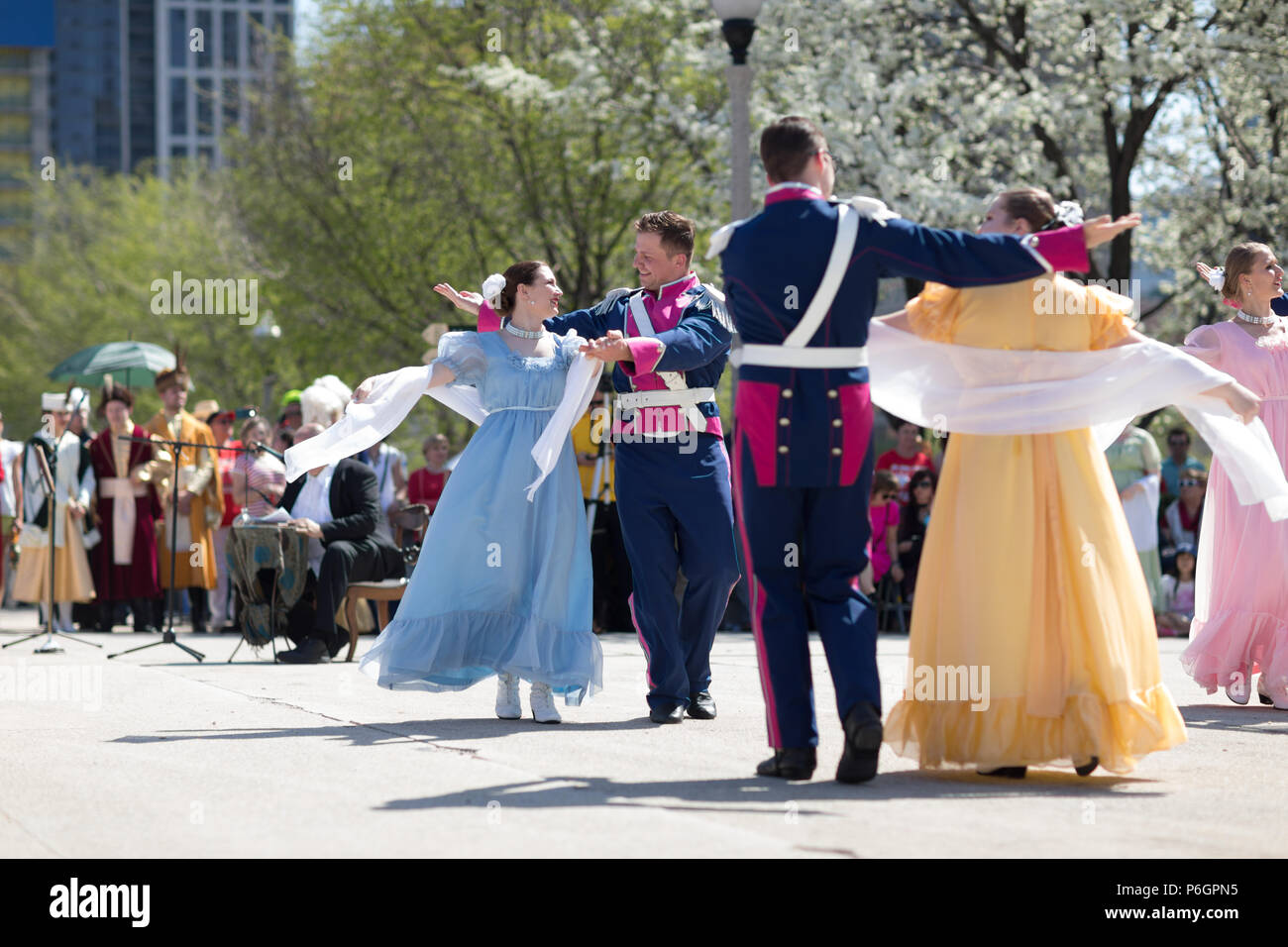 Chicago, Illinois, USA - May 05, 2018 Members of Polonia, polish folk ...