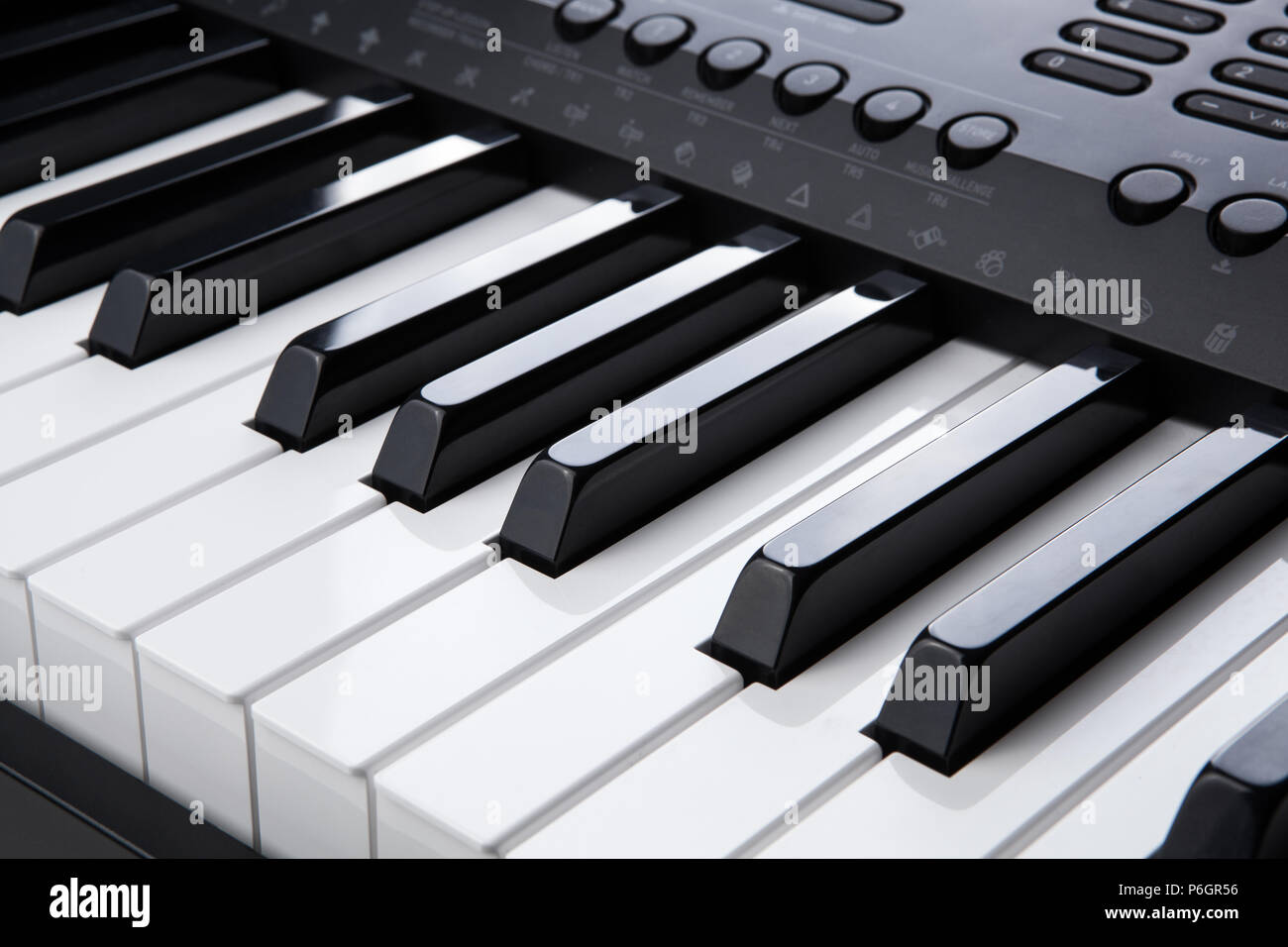black and white keys of the piano closeup Stock Photo - Alamy