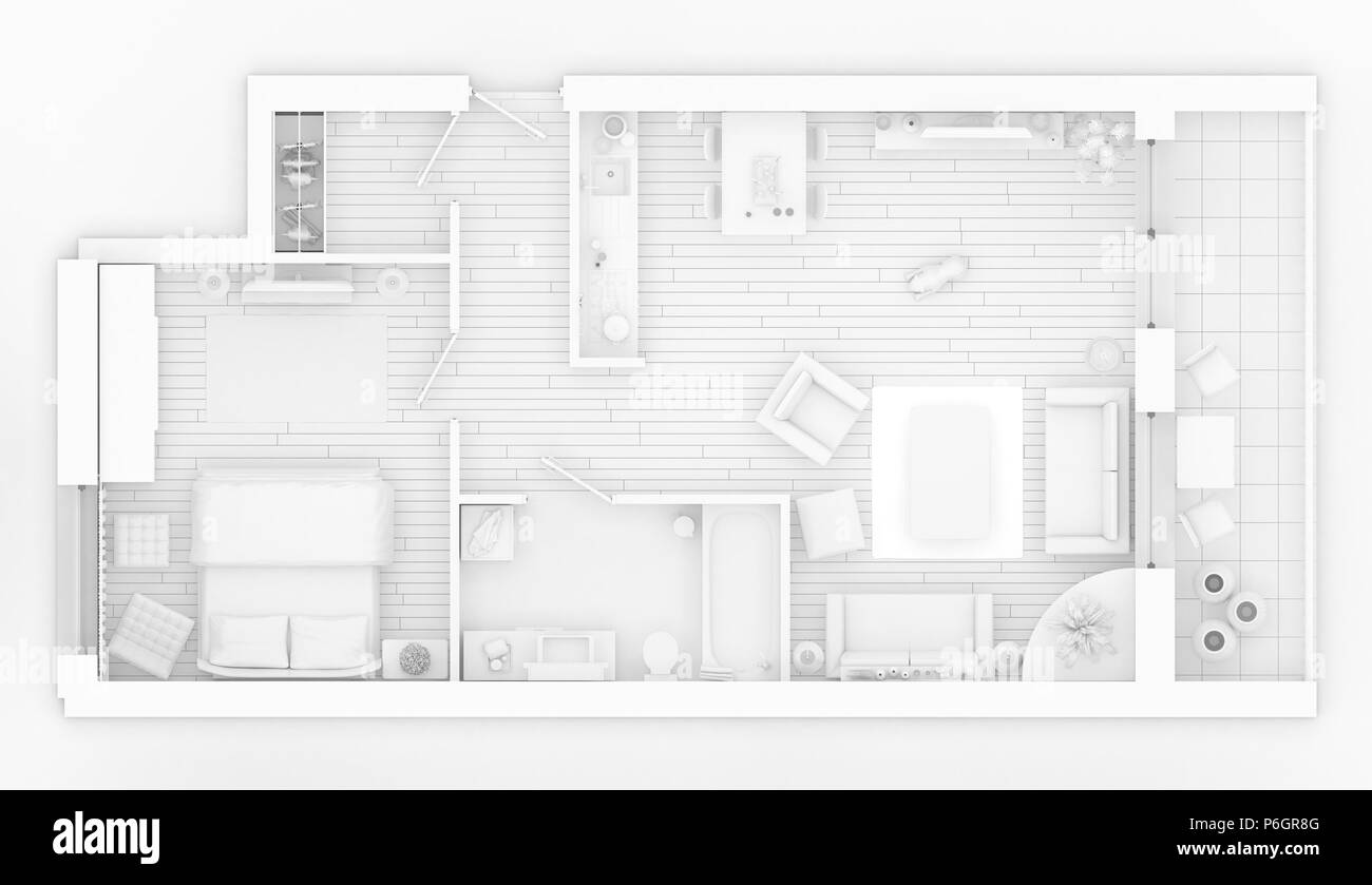 Mock up of furnished home apartment, paper model Stock Photo - Alamy