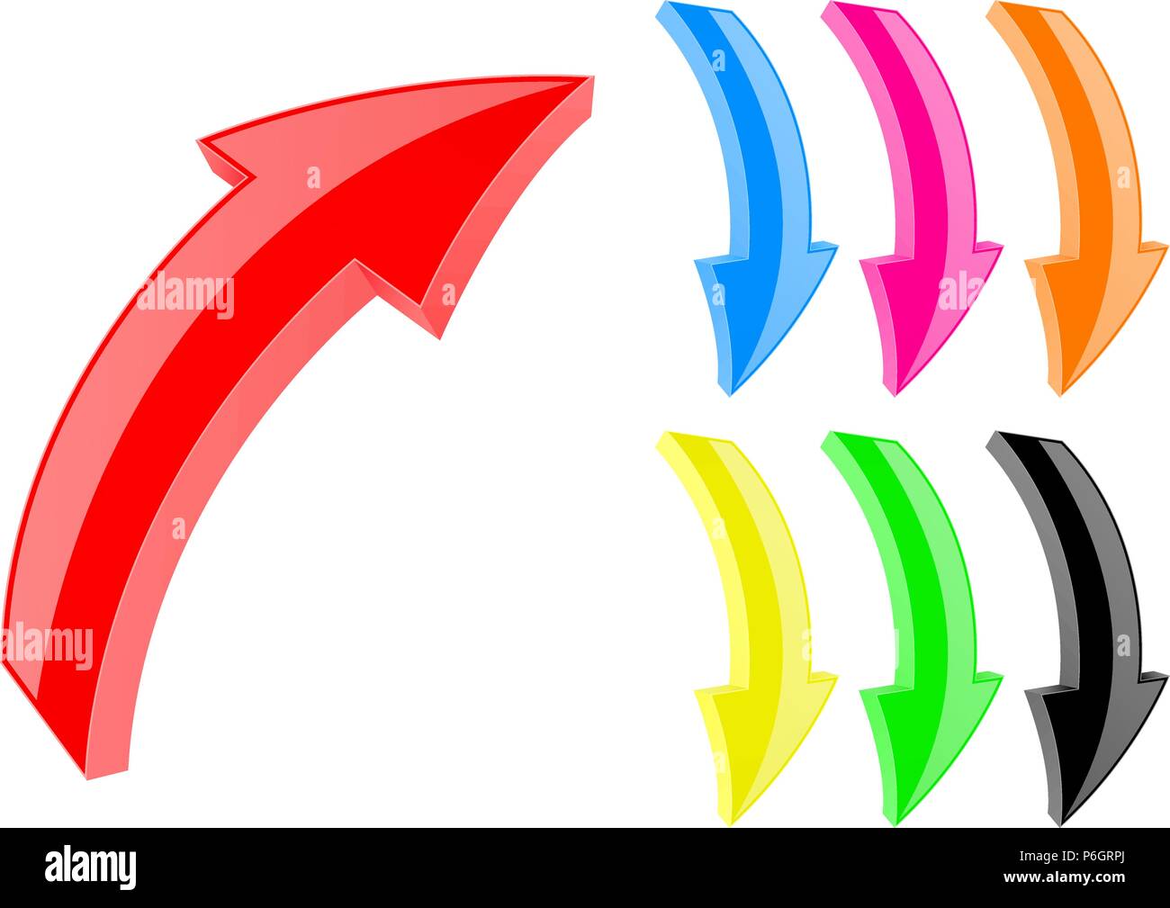 Colored 3d shiny arrows. Set Stock Vector Image & Art - Alamy