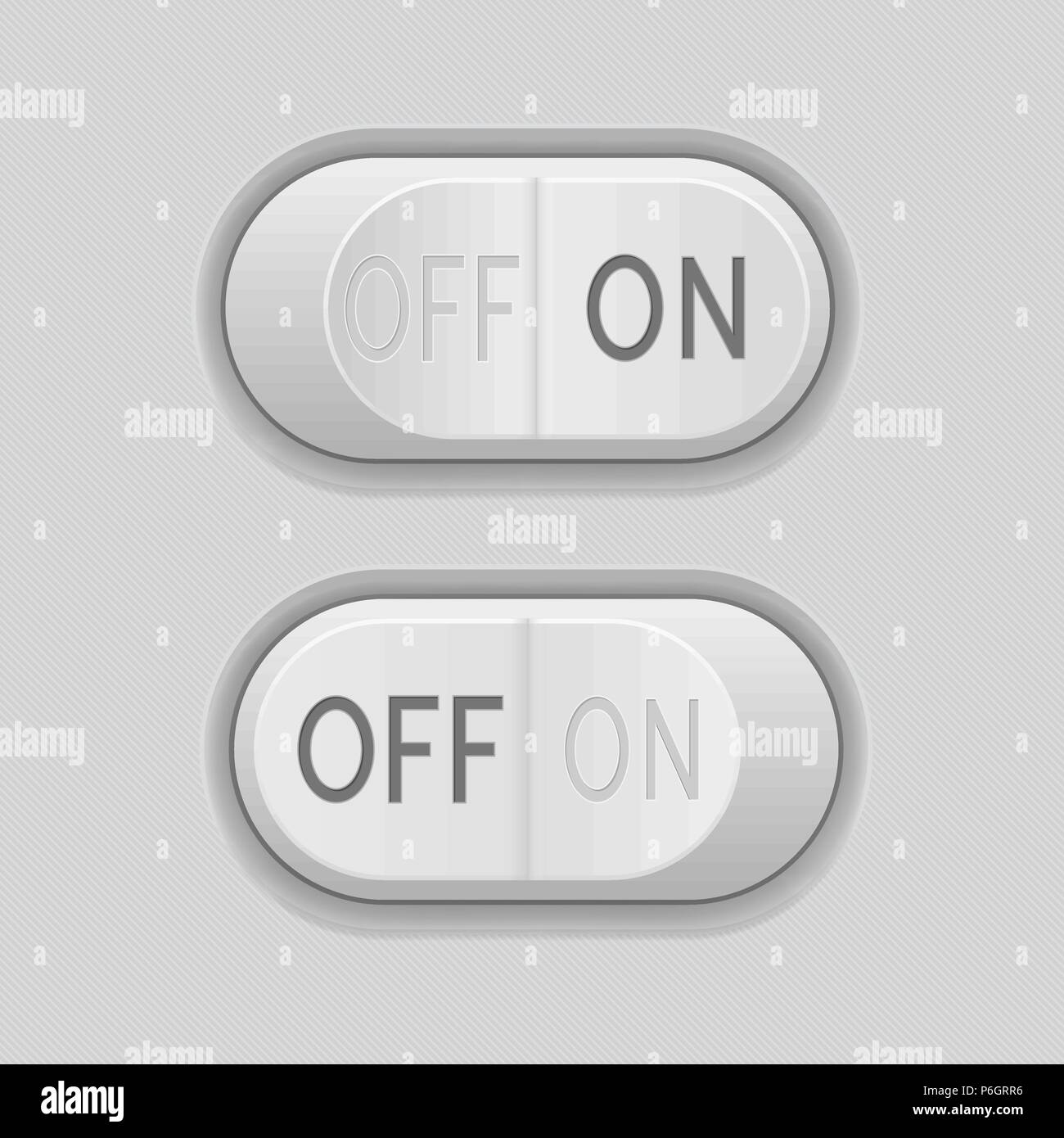 Toggle Switch Buttons On And Off 3d Gray Push Icons Stock Vector Image And Art Alamy