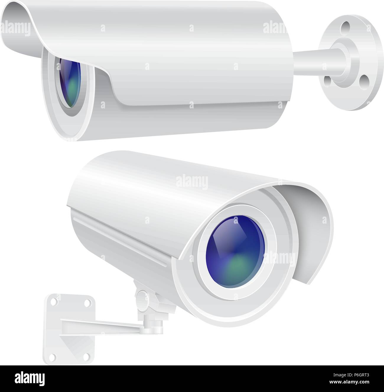 Security camera set. White oval CCTV surveillance system Stock Vector ...