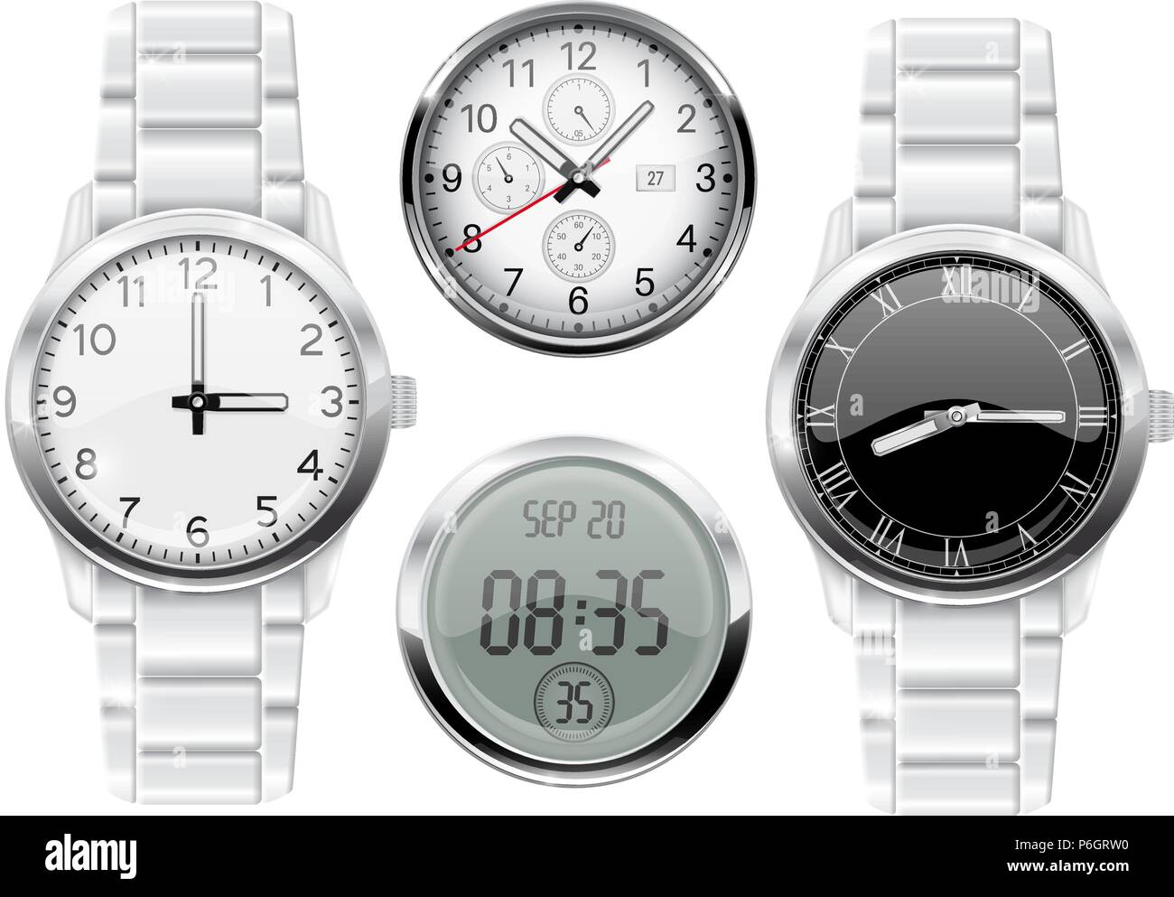 Silver watch Stock Vector Images - Alamy