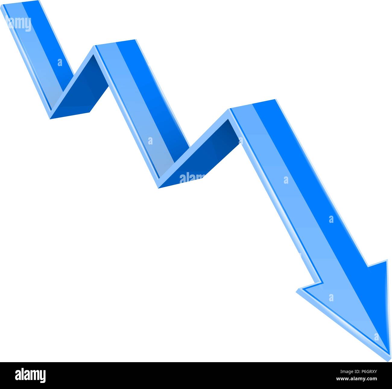 Blue 3d down arrow. Financial graph Stock Vector Image & Art - Alamy