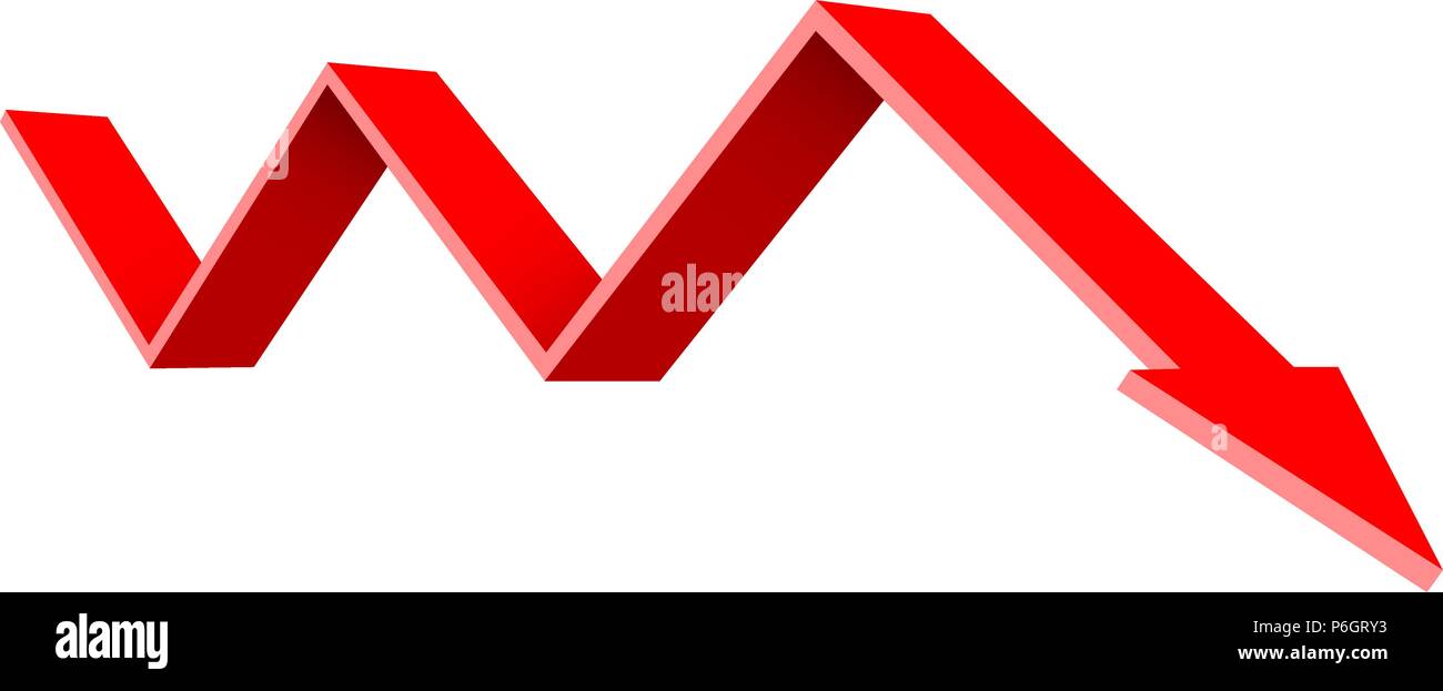 Red 3d down arrow. Financial graph Stock Vector Image & Art - Alamy