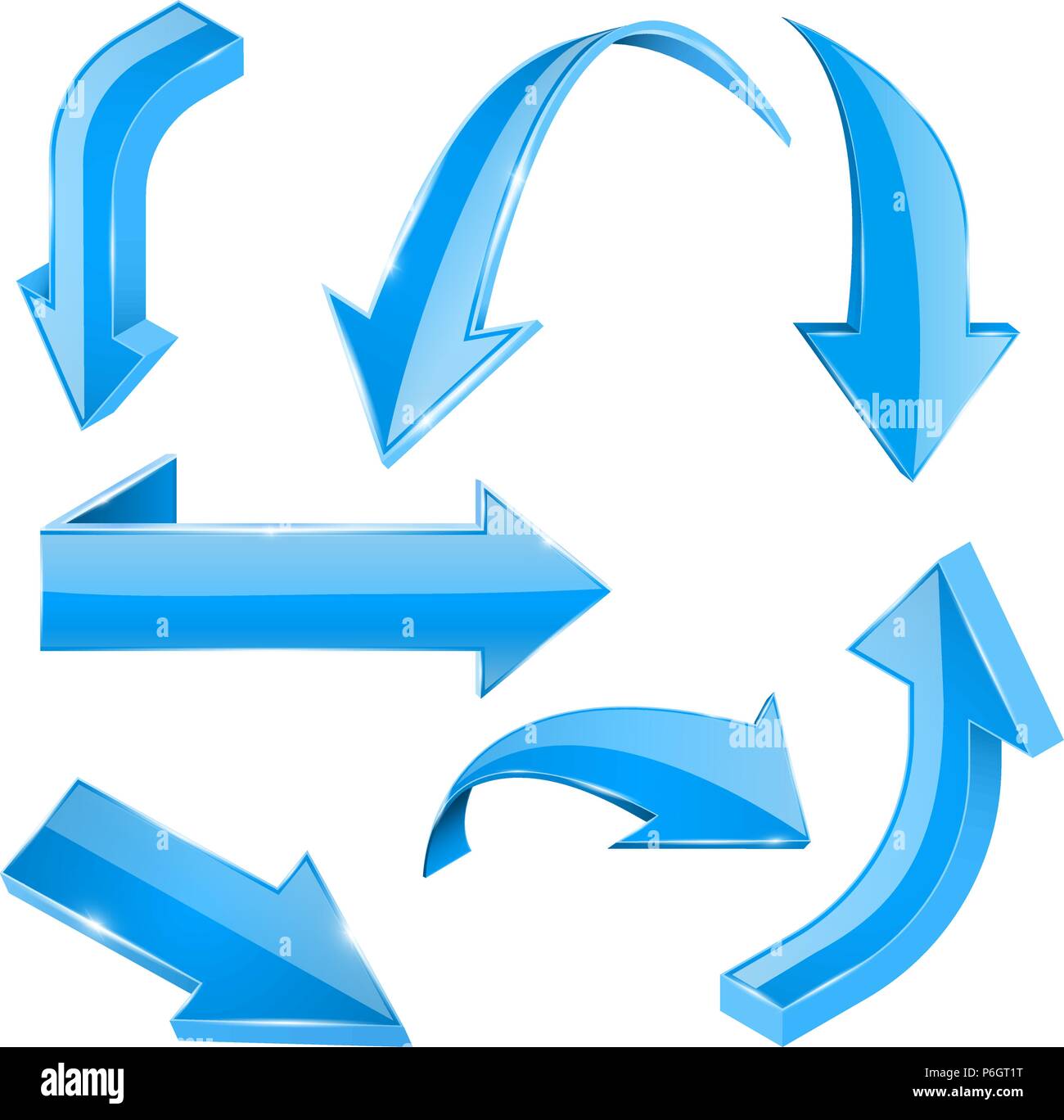 Blue arrows. 3d shiny set of icons Stock Vector Image & Art - Alamy