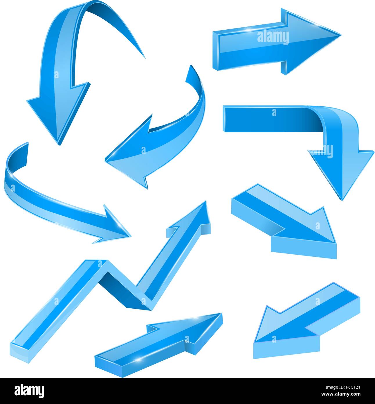 Blue arrows. 3d shiny set of icons Stock Vector Image & Art - Alamy