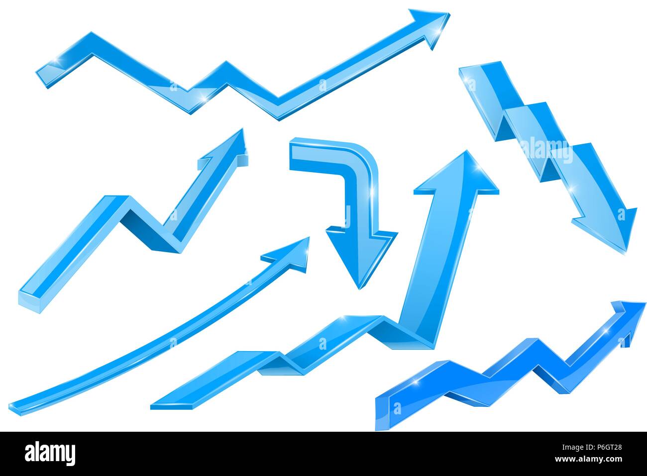 Blue arrows. 3d shiny set of icons Stock Vector Image & Art - Alamy