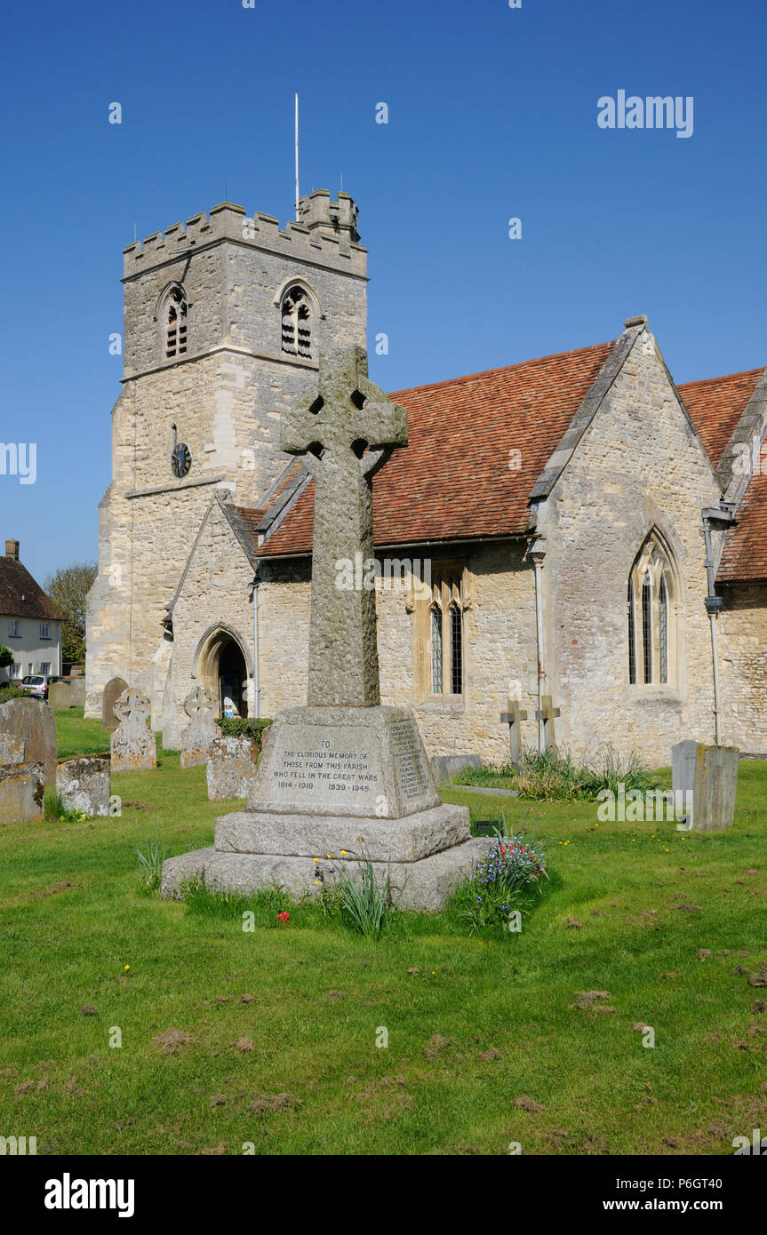 St Nicholas Church, Cuddington, Buckinghamshire, stands inside a stone ...