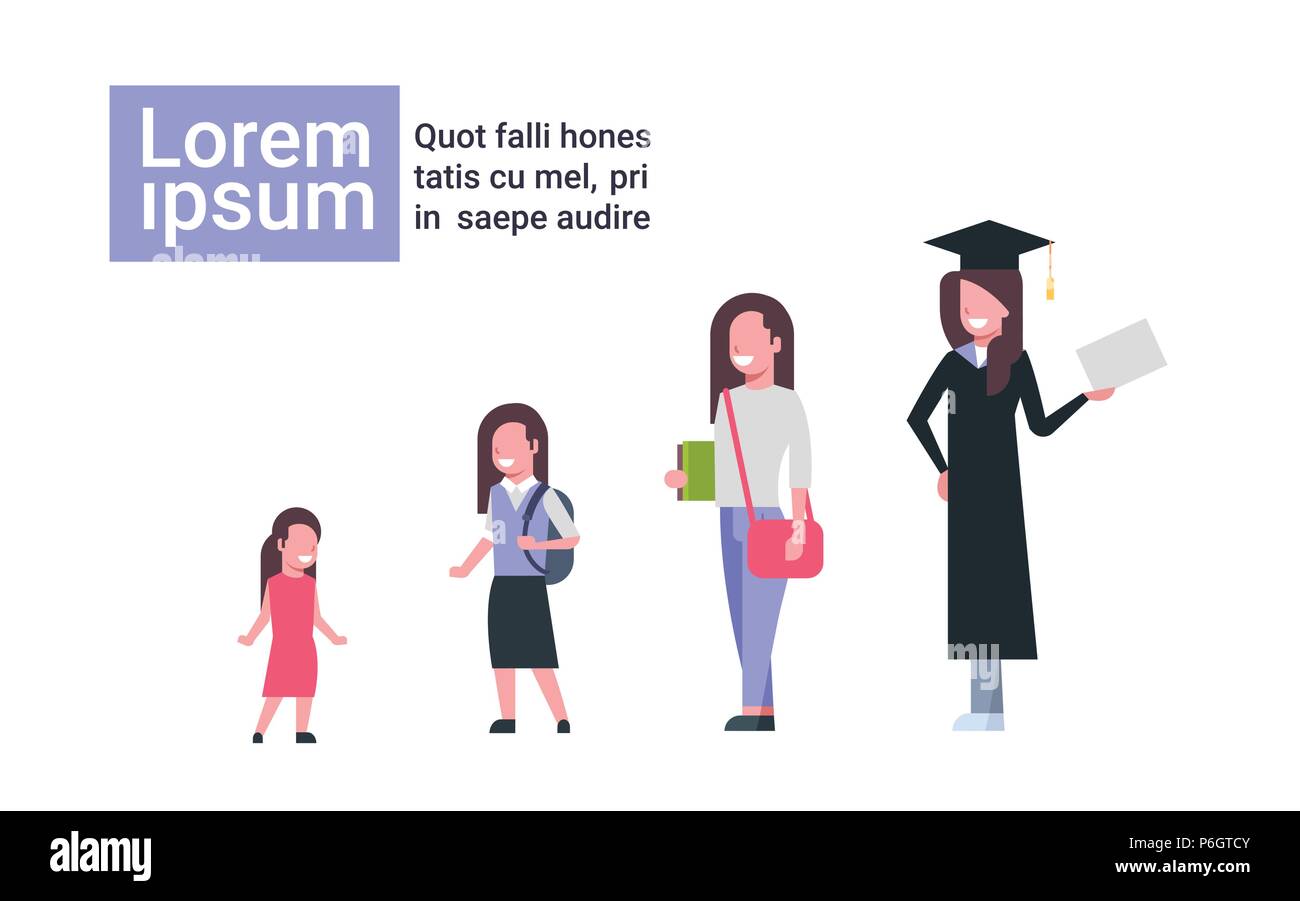 different ages student elementary school girl secondary schoolgirl ...