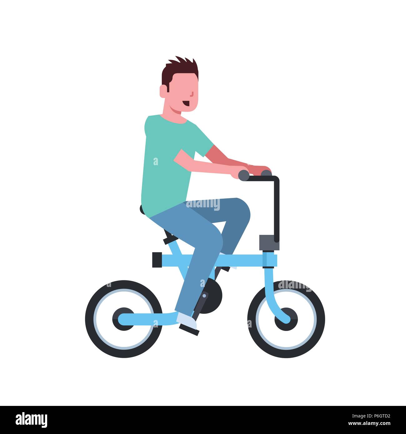 man cycling electric bike over white background cartoon full length ...