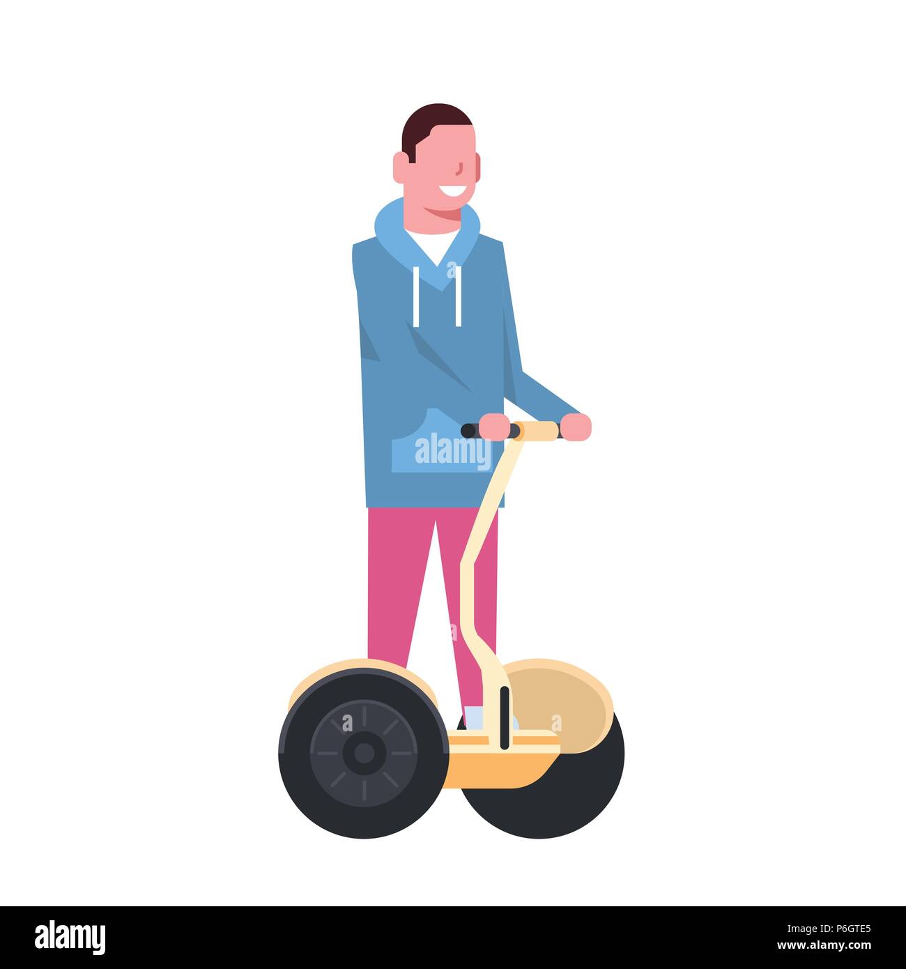 man riding gyroscooter over white background. gyroboard concept ...