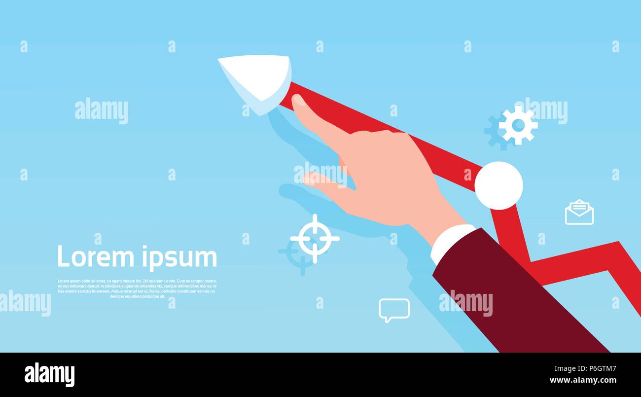 human hand point growth chart arrow up business financial success ...