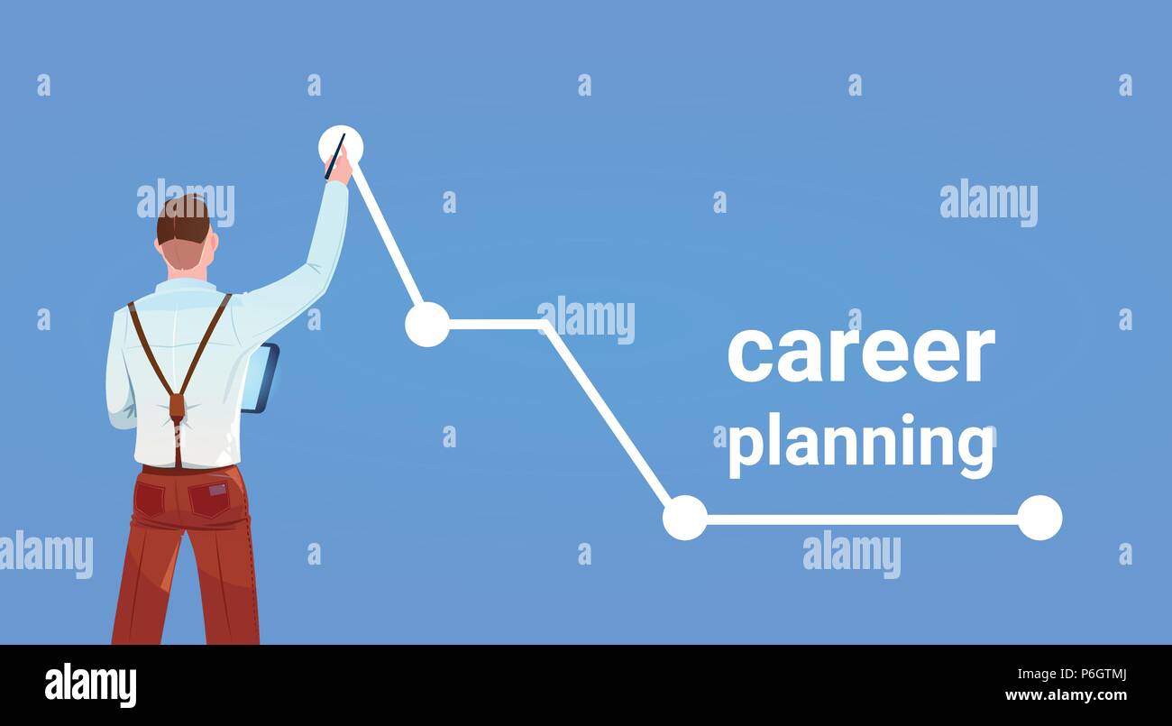 businessman rear view point growth top chart arrow career planning ...