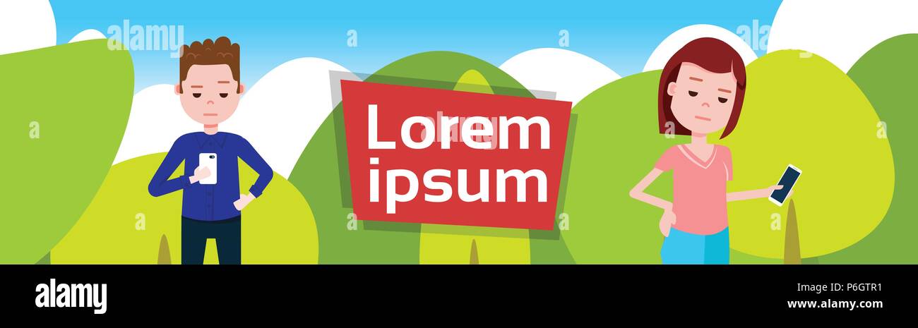 man girl character using smartphones template for design work and ...