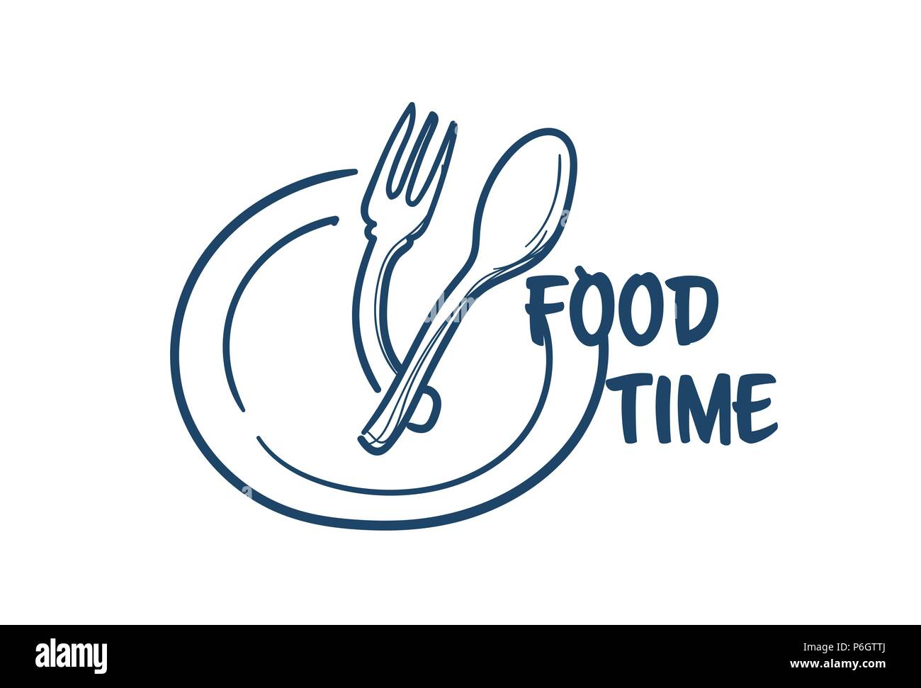 food time plate with spoon fork prepare for eating concept on white ...