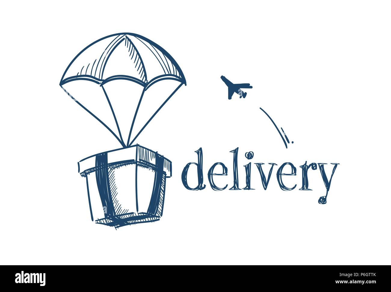 package with parachute fast delivery service concept free air shipping ...
