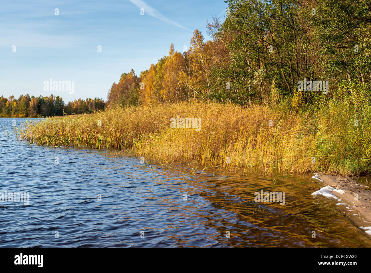Autumn over the lake. Beautiful rural fall landscape Stock Photo - Alamy