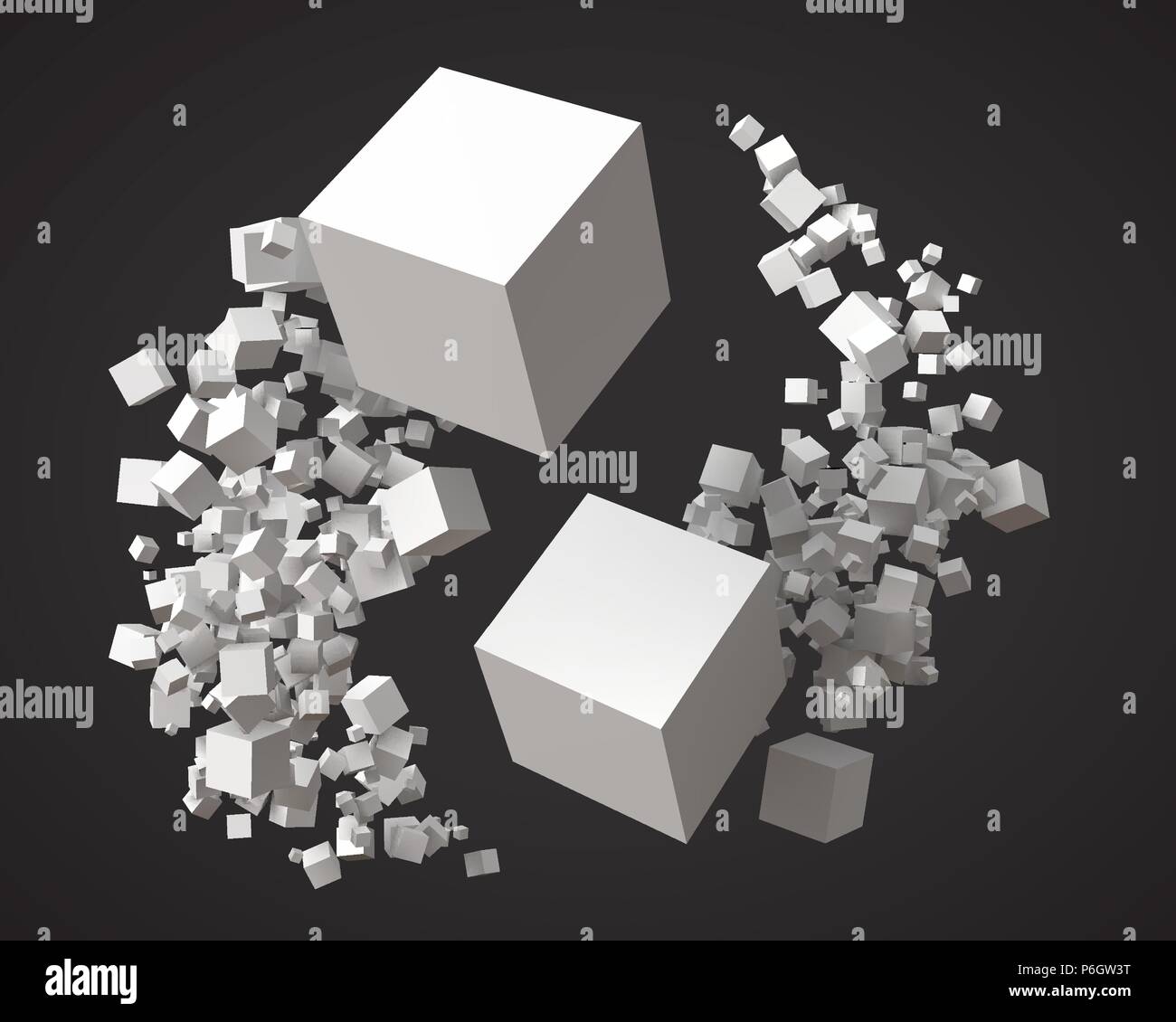 flock of cubes, rotating around each other. 3d style vector ...