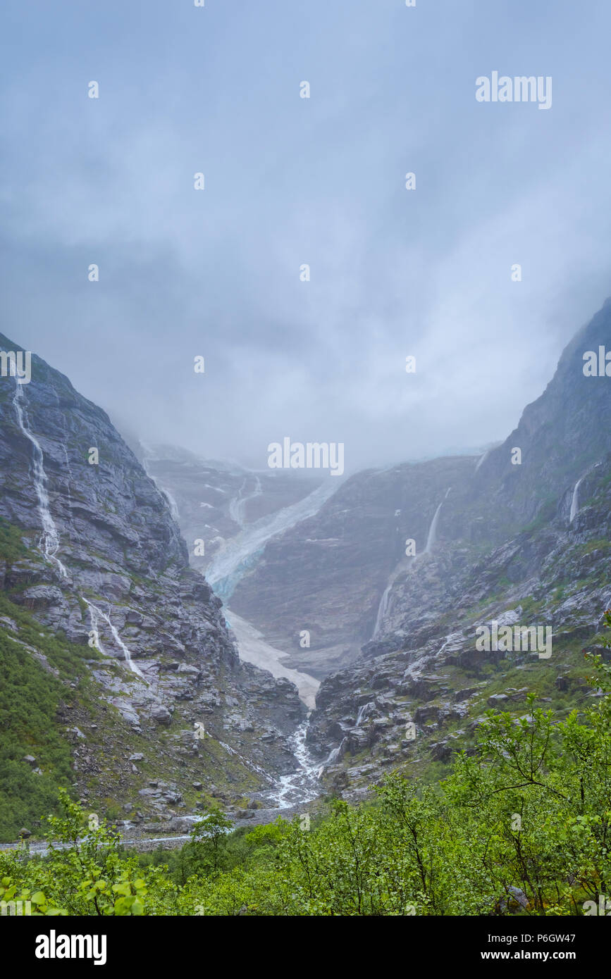 glacier Kjenndalsbreen in the valley Loendal, Loen, Norway, glacier ...